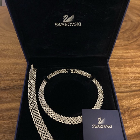 Swarovski | Jewelry | Swarovski Diamanta Pave Crystal Necklace Bracelet ...